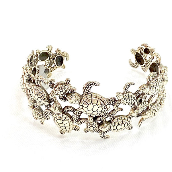Amazing Turtles Design Silver Cuff Bracelet – Sergio's Silver From Taxco